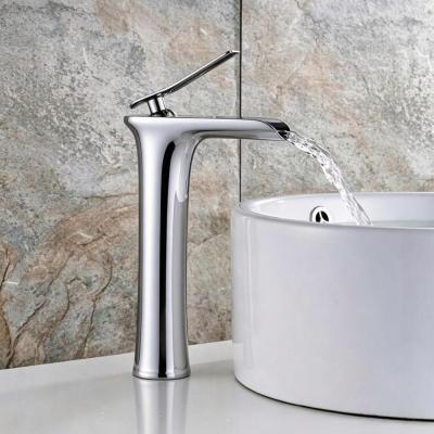 China Oersitor Waterfall Sink Faucet Chrome Single Handle Single Hole Mixer Bathroom Taps Widespread Brass Basin Faucets (B62H chrome) for sale