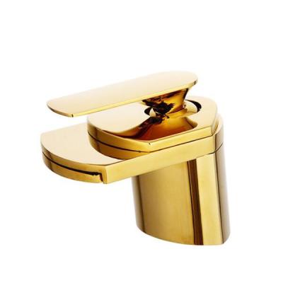 China Oersitor Luxury Bathroom Faucet Widespread Waterfall Spout Deck Mounted Solid Brass Single Handle Faucets Mixer Water Tap (B61 gold) for sale