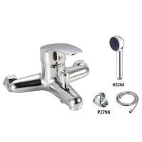 China Oersitor Zinc Alloy Basin Faucets Chrome Wall Mounted Hot Cold Water Dual Spout Mixer Tap For Bathroom Splitter Brass Shower faucet (E4-B chrome) for sale