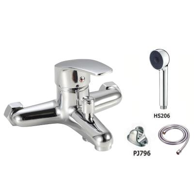 China Oersitor Zinc Alloy Basin Faucets Chrome Wall Mounted Hot Cold Water Dual Spout Mixer Tap For Bathroom Splitter Brass Shower faucet (E4-B chrome) for sale