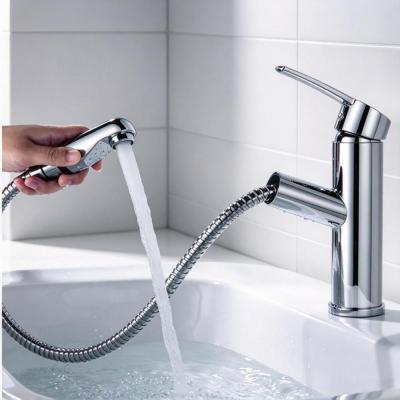 China Oersitor Basin Faucets Pull Out Bathroom Sink WC Mixer Taps Hot and Cold Deck Mounted Bathroom Faucet Hair Salon Faucet (S28 chrome) for sale