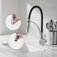 China Oersitor Brass Kitchen Sink Faucet 2 Modes Flexible Pipe Hot Cold Water Mixer Tap Single Handle Free Rotation Crane Faucets (S39 black tube) for sale