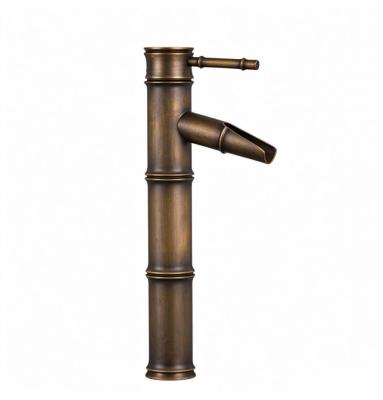 China Oersitor Brass Bamboo Shape Faucet Deck Mounted Single Handle Basin Faucet Hot and Cold Water Anti-corrosion Sink Faucet Bathroom (U1H antique) for sale