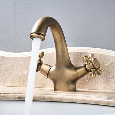 China Oersitor Antique Faucet Bathroom Faucet Mixer in the Bathroom Washbasin Taps Mixer with Two Handles Deck Mounted Hot Cold Water (U21 antique) for sale