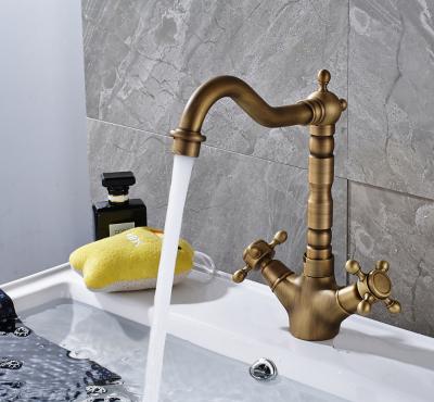 China Oersitor Antique Faucet Bathroom Faucet Mixer in the Bathroom Washbasin Taps Mixer with Two Handles Deck Mounted Hot Cold Water (U25 antique) for sale