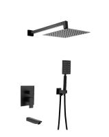 China Oersitor Wall-mounted Shower Set Bathroom Mixer with Brass Body Zinc Handle and SU304 Shower Head Chrome Black Finish Options (X16B black) for sale