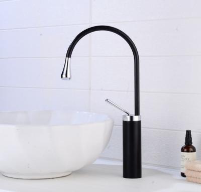 China Oersitor Modern Basin Faucet Brushed Gold Black Silver Faucet Deck Mounted Basin Sink Tap Mixer Hot Cold Brass Tap for Bathroom (S61H chrome + black) for sale