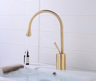 China Oersitor Modern Basin Faucet Brushed Gold Black Silver Faucet Deck Mounted Basin Sink Tap Mixer Hot Cold Brass Tap for Bathroom (S61 brush gold) for sale