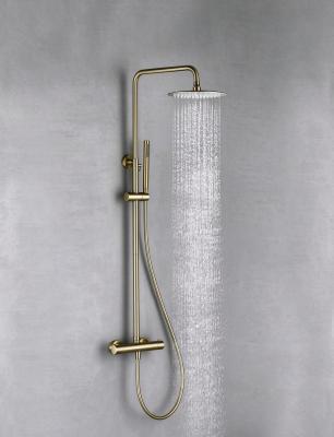 China Oersitor Bathroom Shower Set Brass Cold Start Shower Mixer Faucet with Brass Body Zinc Handle and SU304 Shower Bar Brush Gold Finish (X10 mixer gold) for sale