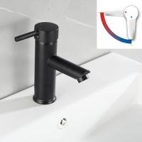 China Oersitor Cold-start Basin Faucet Bathroom Faucet Mixer Tap Hot Cold Water Basin Sink Tap Bathroom Brass Faucet Tap (H2S matte black) for sale