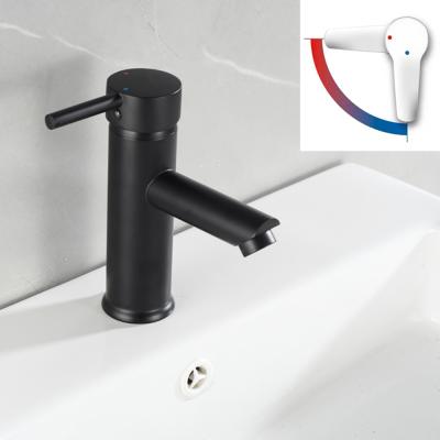 China Oersitor Cold-start Basin Faucet Bathroom Faucet Mixer Tap Hot Cold Water Basin Sink Tap Bathroom Brass Faucet Tap (H2S matte black) for sale