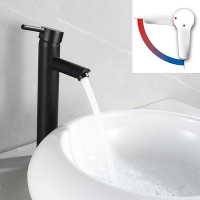 China Oersitor Cold-start Basin Faucet Bathroom Faucet Mixer Tap Hot Cold Water Basin Sink Tap Bathroom Brass Faucet Tap (H2H matte black) for sale