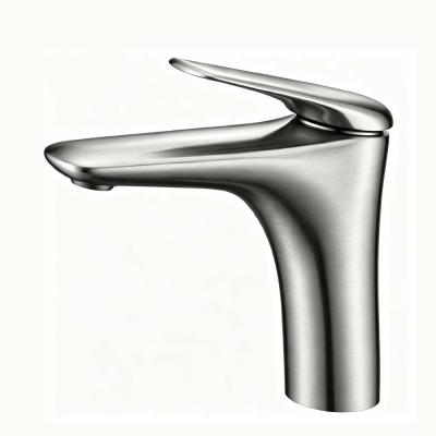 China Oersitor Luxury Bathroom Basin Faucet Deck Mount SUS304 Basin Mixer Faucet Brushed gold/Black/Gun gray Lavatory Sink Tap Crane Single Handle Faucet (SS21 ss brushed) for sale
