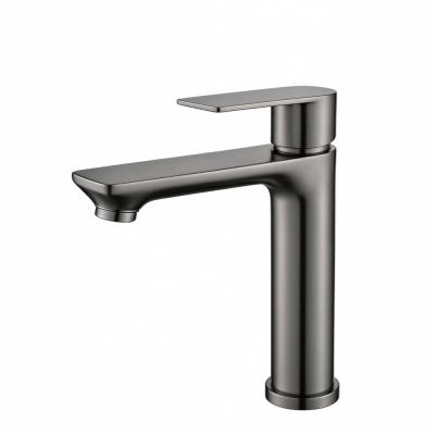 China Oersitor 304 Stainless Steel Bathroom Sink Faucet Hot Cold Mixer Tap Single Handle Washbasin Faucet for Vanity (SS16B gunmetal) for sale