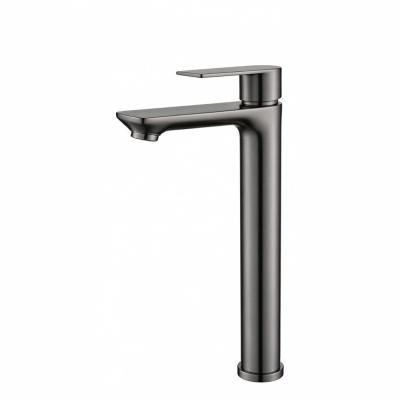 China Oersitor 304 Stainless Steel Bathroom Sink Faucet Hot Cold Mixer Tap Single Handle Washbasin Faucet for Vanity (SS16BH gunmetal) for sale