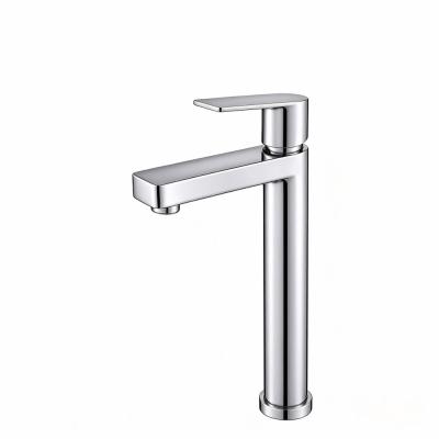 China Oersitor 304 Stainless Steel Bathroom Sink Faucet Hot Cold Mixer Tap Single Handle Washbasin Faucet for Vanity (SS18H chrome) for sale