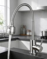 China Oersitor Kitchen Faucet Stainless Steel Kitchen Sink Faucet Stream Sprayer Nozzle 360 Degrees Kitchen Sink Mixer Hot Cold Water Taps (SS55 ss brushed) for sale