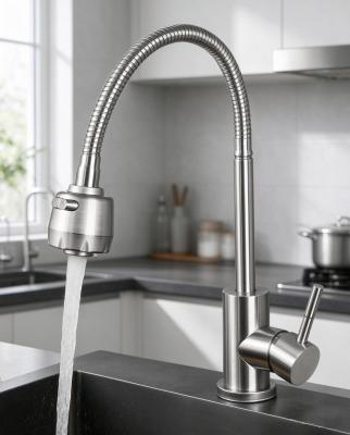 China Oersitor Kitchen Faucet Stainless Steel Kitchen Sink Faucet Stream Sprayer Nozzle 360 Degrees Kitchen Sink Mixer Hot Cold Water Taps (SS55 ss brushed) for sale