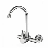 China Oersitor Kitchen Faucet Stainless Steel Kitchen Sink Faucet Wall Mounted 360 Degrees Kitchen Sink Mixer Hot Cold Water Taps (SS55W-A ss brushed) for sale