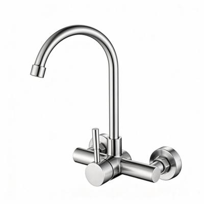 China Oersitor Kitchen Faucet Stainless Steel Kitchen Sink Faucet Wall Mounted 360 Degrees Kitchen Sink Mixer Hot Cold Water Taps (SS55W-A ss brushed) for sale
