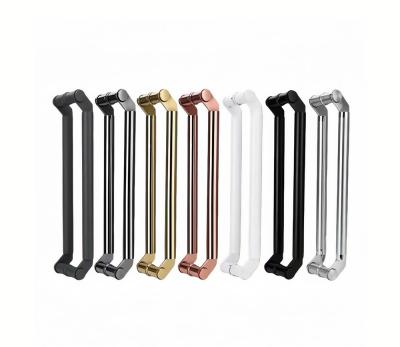 China Thick Glass Door Handle Round Square Stainless Steel Handle Bathroom Sliding Door Knobs and Pulls Door Handles for Interior / Exterior Doors Hardware (Y59000 series) for sale