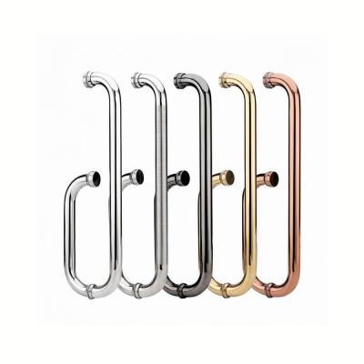 China Thick Glass Door Handle Round Square Stainless Steel Handle Bathroom Sliding Door Knobs and Pulls Door Handles for Interior / Exterior Doors Hardware (Y61000 series) for sale
