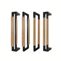 China Thick Glass Door Handle Stainless Steel + Wood Handle Bathroom Sliding Door Knobs and Pulls Door Handles for Interior / Exterior Doors Hardware (Y148000 series) for sale