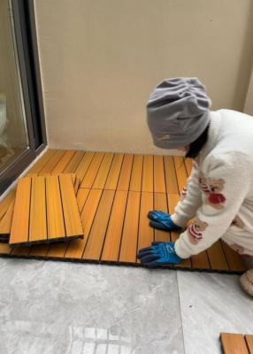 China 3D Embossed WPC Decking Tiles WPC Floor Tiles Match Real Wood Anti Slip for sale