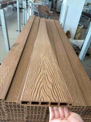 China 160*20mm B1 Fireproof Teak Wood Grain WPC Fence Panel for sale