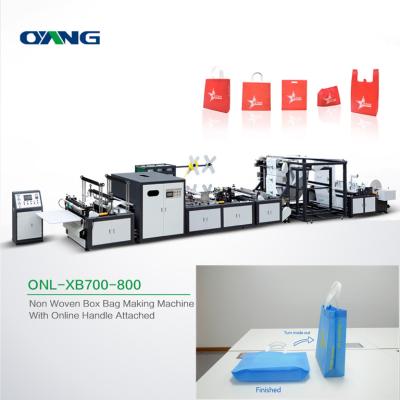 China High Power Non Woven Box Bag Making Machine With Online Handle Attaching for sale