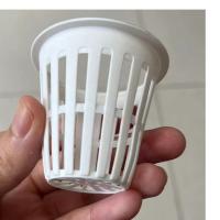 China Clear 2 Inch Hydroponic System Plastic Mesh Basket Nursery Net Pot For NFT Plant Grow for sale
