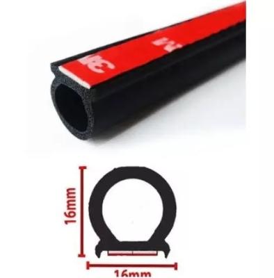 China Windproof D Shape Rubber Door Sealing Strip with Simple Adhesive Tape Installation for sale