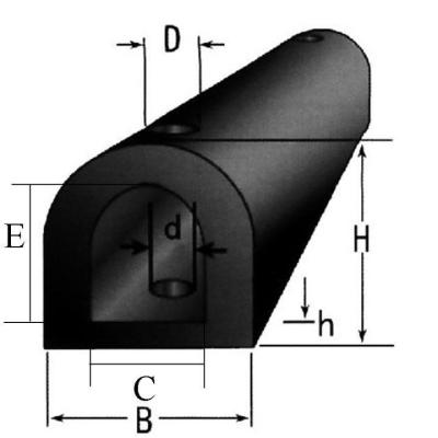China 40-90 Shore A Hardness Marine Rubber Dock Bumper H200xW100xL1000mm for D Shape Fenders for sale