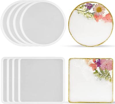 China LSY 8 Pack Thick 4 inches Resin Coaster Molds Set, 4 Pack Round Coaster Silicone Molds + 4 Pack Square Coaster Mold for sale