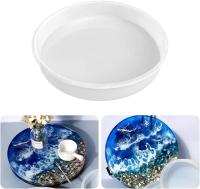 China LSY 12'X2'' Deep Large Round Tray Mold, Tray Board Table Clock Silicone Molds for Resin Casting, Floral Flower for sale