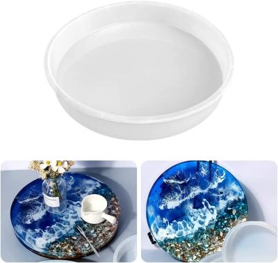 China LSY 12'X2'' Deep Large Round Tray Mold, Tray Board Table Clock Silicone Molds for Resin Casting, Floral Flower for sale