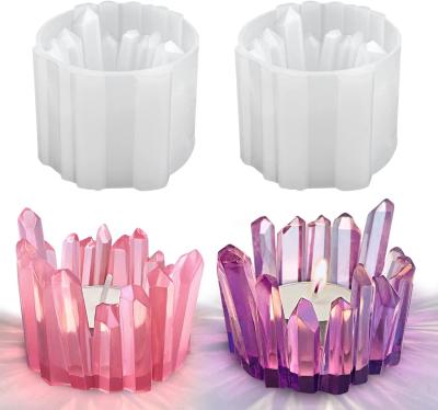 China LSY 2 Pack Crystal Cluster Tea Light Candle Holder Mold, Candle Holder Silicone Mold for Resin, Silicone Mold for Candle for sale