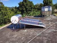 China Pressurized Flat Plate Solar Water Heater Blue Titanium Coating With Aluminum Alloy Support for sale