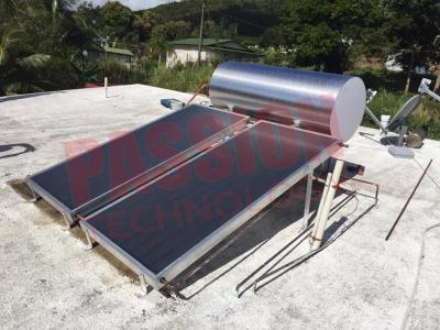 China Pressurized Flat Plate Solar Water Heater Blue Titanium Coating With Aluminum Alloy Support for sale