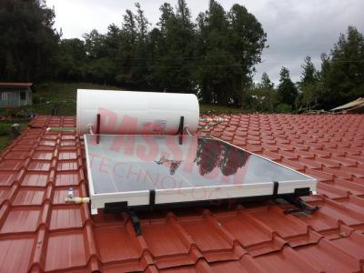 China High Performance Flat Plate Solar Water Heater Blue Titanium Collector White Outer Tank for sale