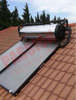 China Rooftop Compact Solar Water Heater Blue Titanium Coating Flat Plate Solar Collector for sale