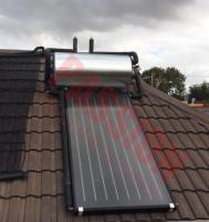 China Rooftop Compact Solar Water Heater Blue Titanium Coating Flat Plate Solar Collector for sale