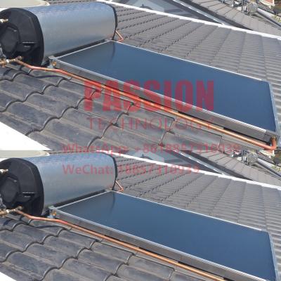 China Rooftop Pressurized Flat Panel Solar Water Heater Blue Film Flat Plate Solar Collector for sale