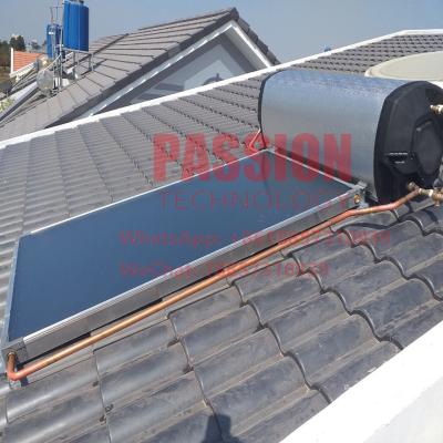 China 300L Flat Plate Solar Water Heater Pitched Roof Blue Flat Panel Solar Collector for sale