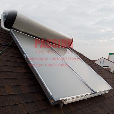 China 250L 0.7MPa Pressure Solar Water Heater Blue Titanium Flat Panel Solar Collector for sale