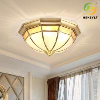 China Copper Glass Residential Ceiling Light Living Room E27 for sale