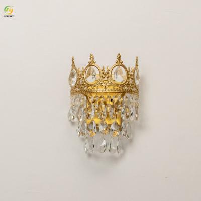 China Bedroom Bedside Crown Crystal Wall Lamp For Living Room Decorative for sale