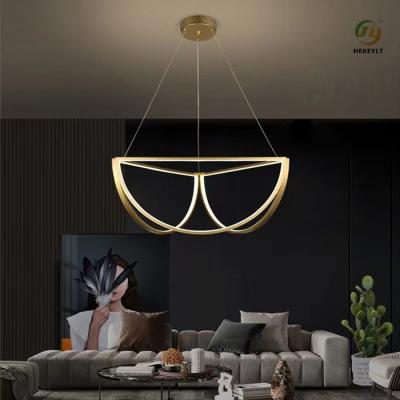 China Gold Nordic Postmodern D Shaped Restaurant Hotel Modern Ring Light for sale