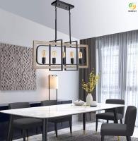 China Fashionable LED Modern Pendant Light Iron Wood Material for sale