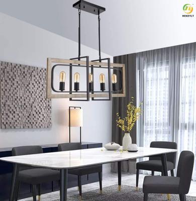 China Fashionable LED Modern Pendant Light Iron Wood Material for sale
